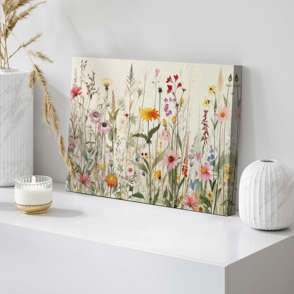 IDEA4WALL Vibrant Wildflower Daisy Floral Botanical Pictures French Country Large Framed Canvas ...